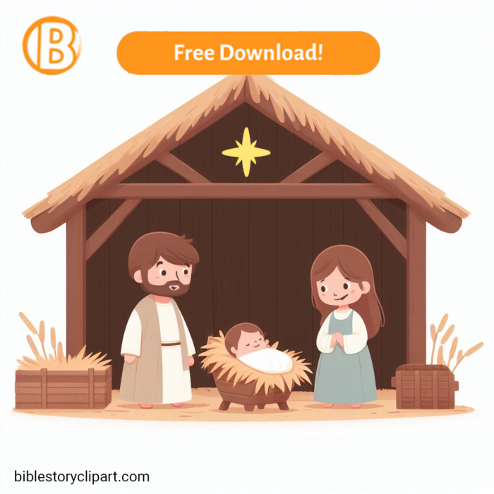 Christmas Illustration Of The Birth of Jesus - Bible Story Clipart