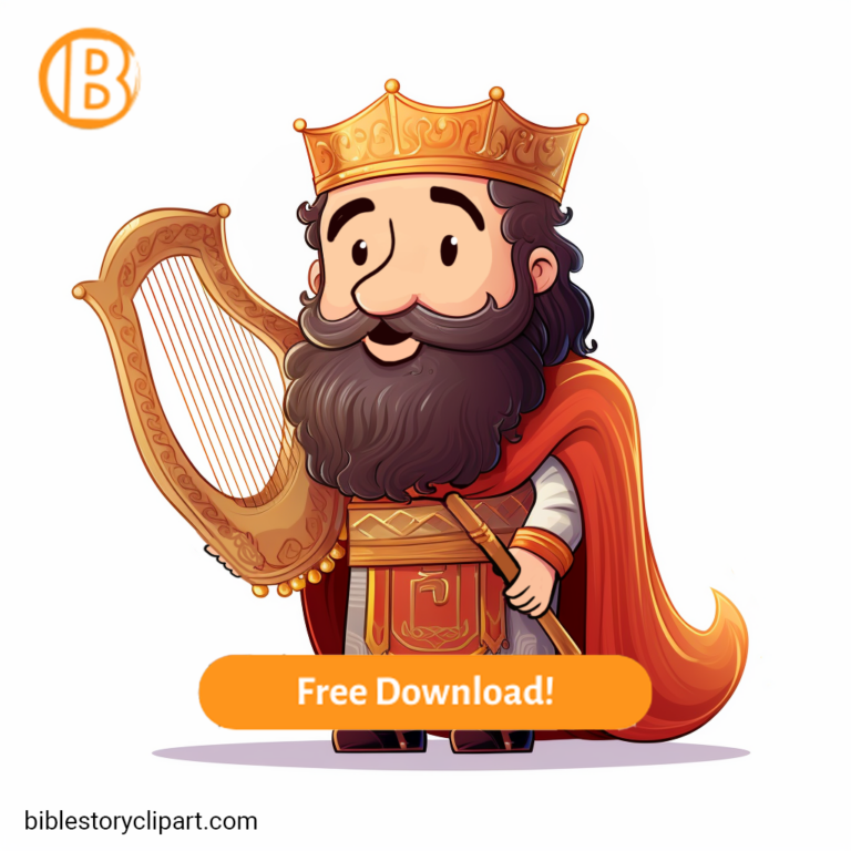 King David with Harp - Bible Story Clipart