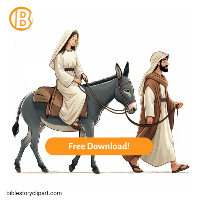 Mary and Joseph Travel to Bethlehem - Bible Story Clipart