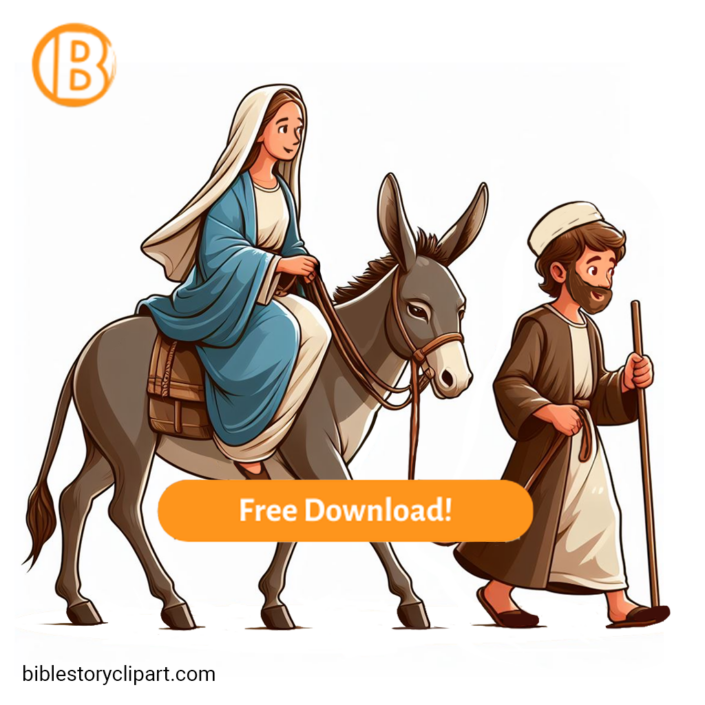 Mary and Joseph’s Journey to Bethlehem Coloring Page - Bible Story Clipart