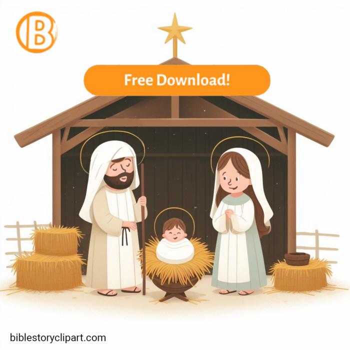 Nativity Scene with Mary, Joseph, and the Baby in the Manger - Bible ...
