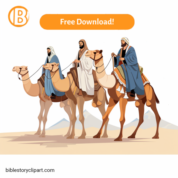The Three Wise Men Riding Camels - Bible Story Clipart