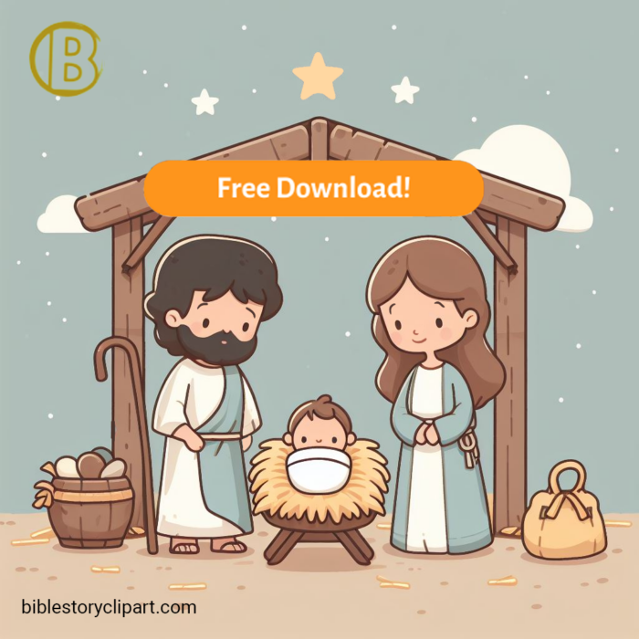 Birth of Jesus Cute Illustration - Bible Story Clipart