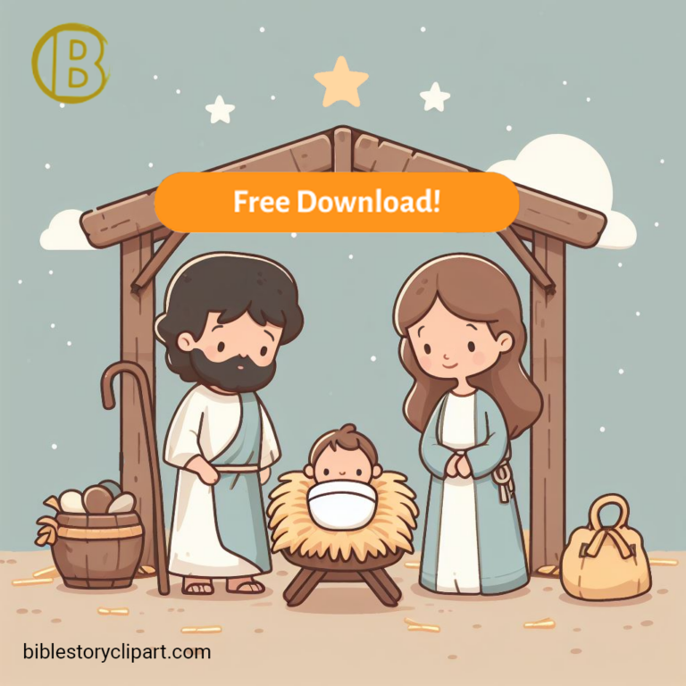 Birth of Jesus Cute Illustration - Bible Story Clipart
