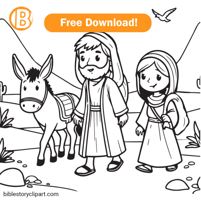 Abraham and Sarah Travel to Canaan Coloring Page - Bible Story Clipart