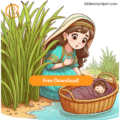 Baby Moses Found in the Nile River - Bible Story Clipart