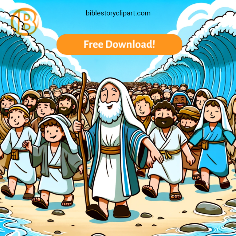 Moses and the Israelites crossing the Red Sea - Bible Story Clipart