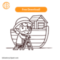 Noah builds the Ark Coloring Page - Bible Story Clipart