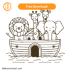 Animals in Noah's Ark Coloring Page - Bible Story Clipart