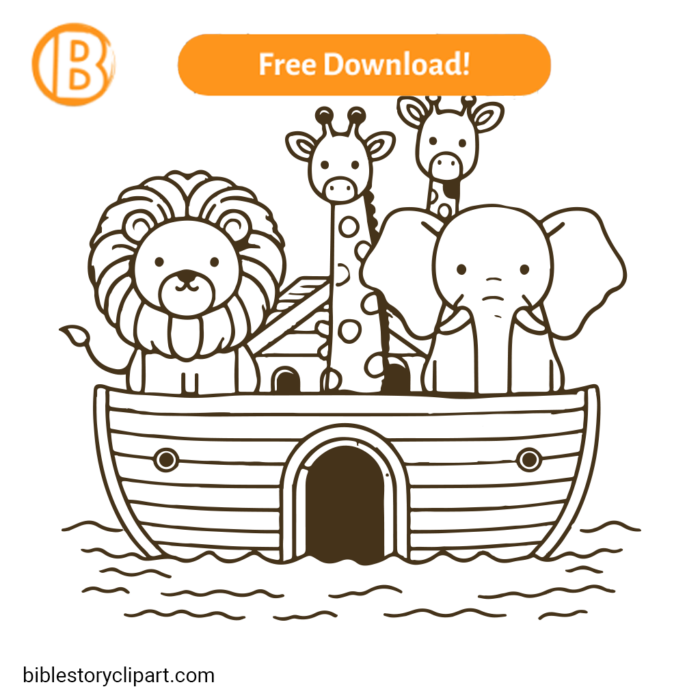 Animals in Noah's Ark Coloring Page - Bible Story Clipart