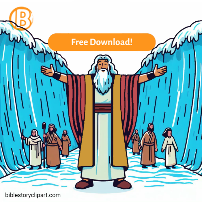 The Israelites Crossing The Red Sea - Bible Story Clipart