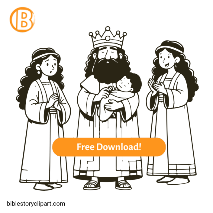 Wise King Solomon Coloring Page - Bible Story Clipart