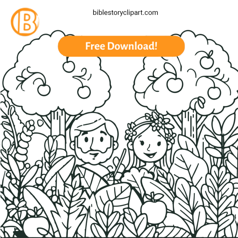 Adam and Eve In the Garden of Eden Cartoon - Bible Story Clipart