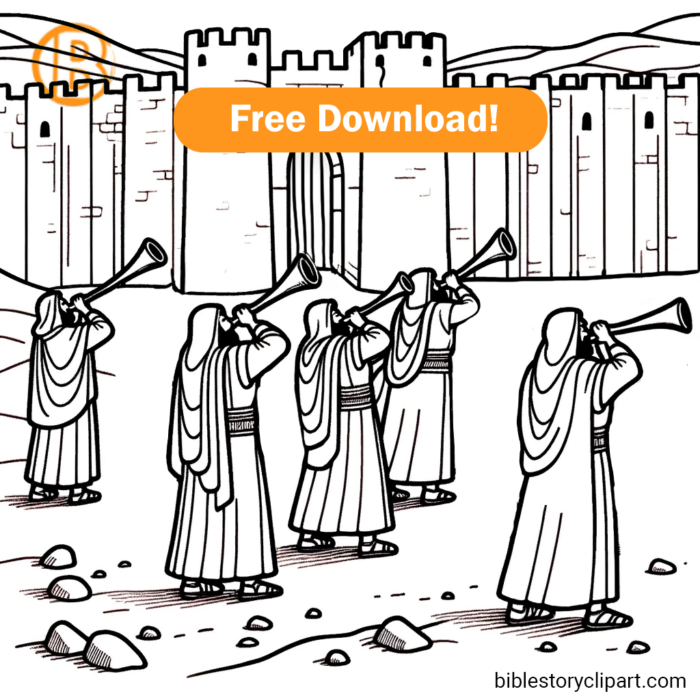 Battle of Jericho Coloring Page - Bible Story Clipart