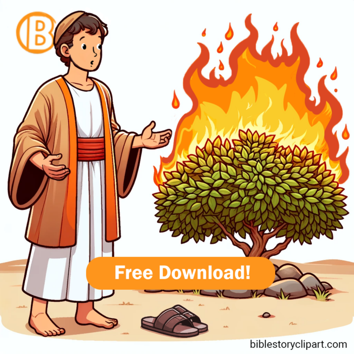 Moses and the Burning Bush - Bible Story Clipart