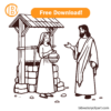 Jesus Talks to Samaritan Woman At the Well Coloring Page - Bible Story ...