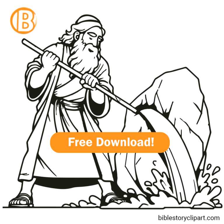 Moses Draws Water From the Rock Coloring Page - Bible Story Clipart