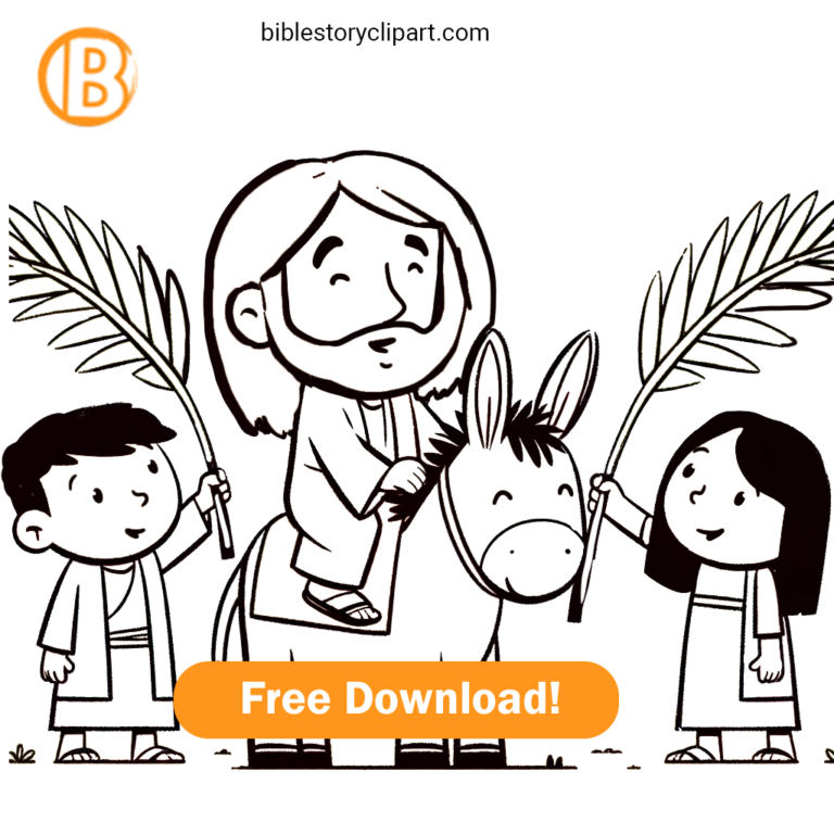 Palm Sunday Coloring Page - Bible Story Clipart