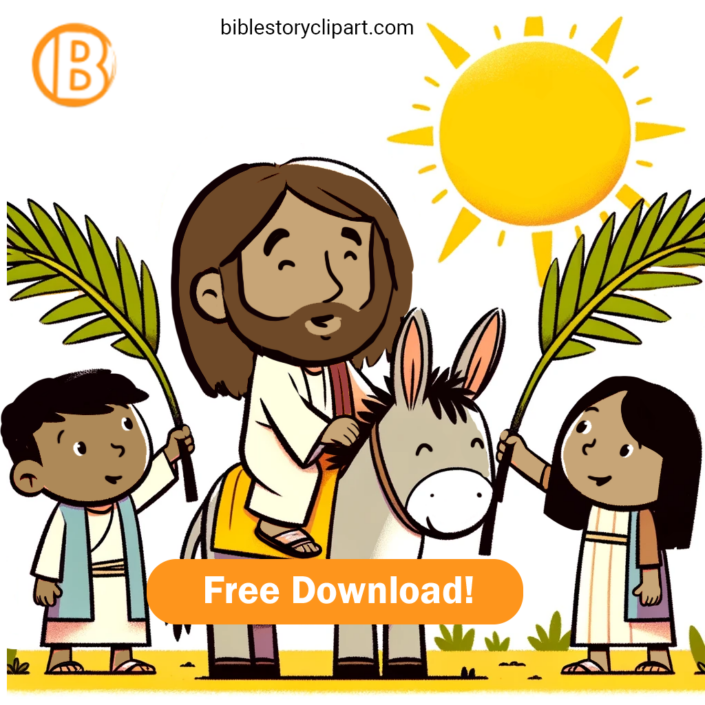 Palm Sunday Coloring Page - Bible Story Clipart