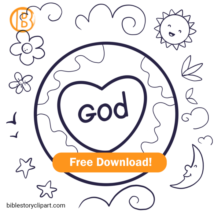 God Loves the World Coloring Page - Bible Story Clipart