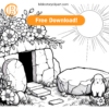 Jesus' Empty Tomb Coloring Page - Bible Story Clipart