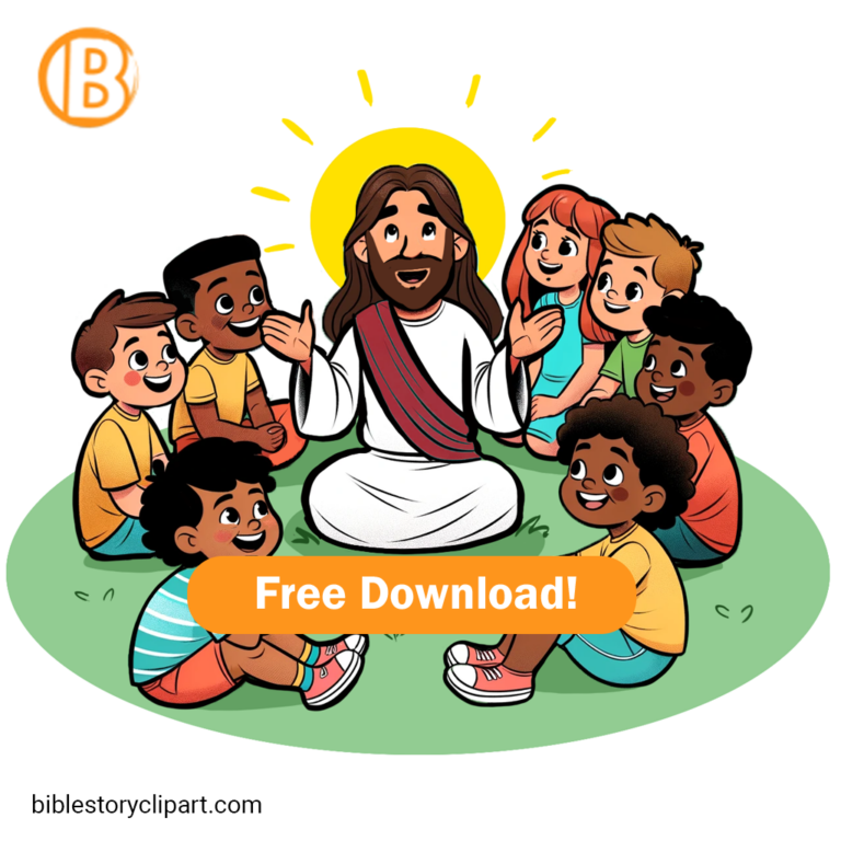 Easter Sunday School Children and Jesus - Bible Story Clipart