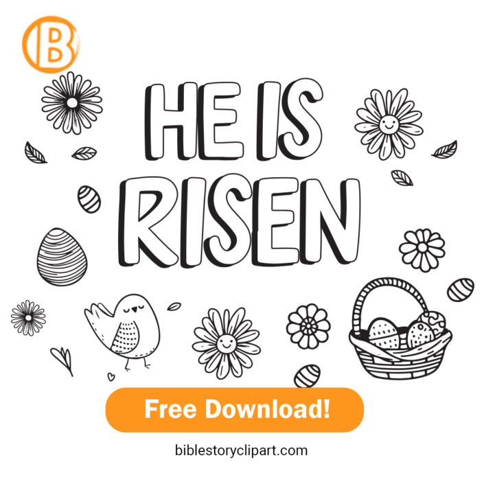 He is Risen Coloring Page - Bible Story Clipart
