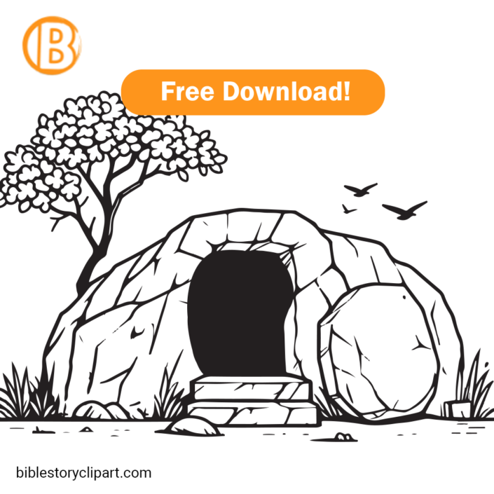 Jesus Empty Tomb Coloring Page - Bible Story Clipart