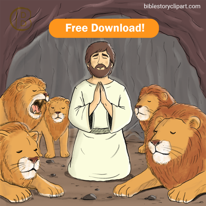 Daniel in the Lion's Den Coloring Page - Bible Story Clipart