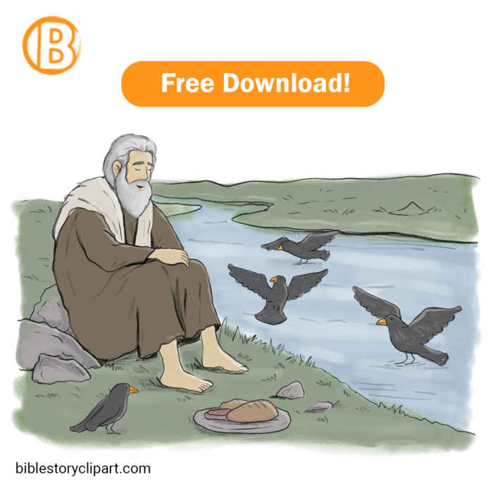 Elijah Fed by Ravens - Bible Story Clipart