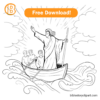 Jesus Calms the Storm Coloring Page - Bible Story Clipart