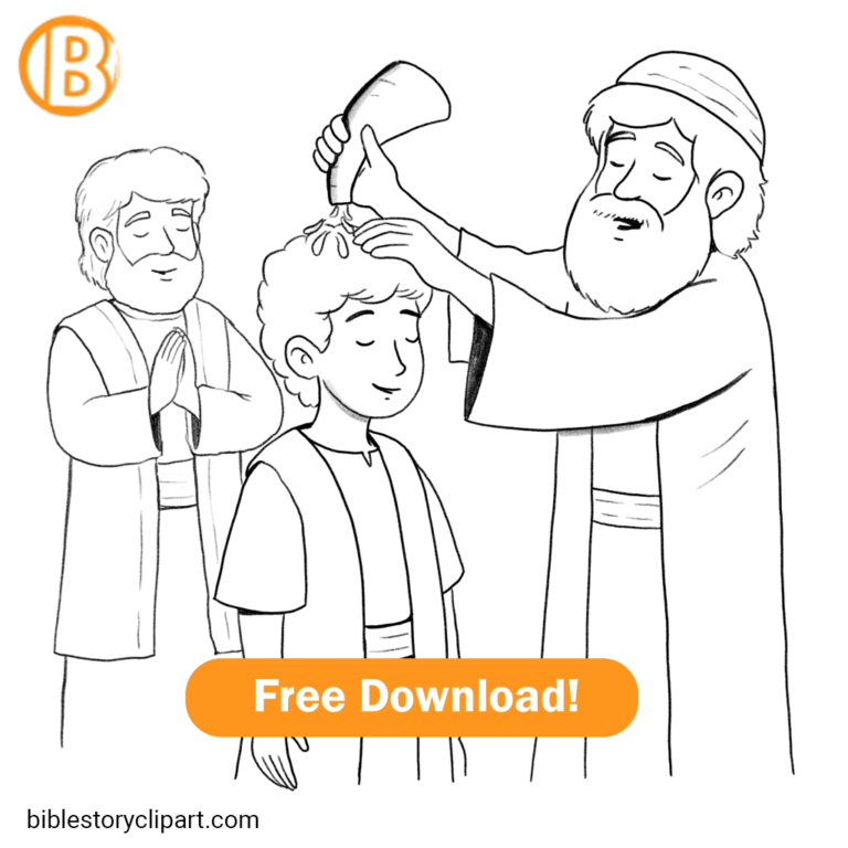 The Anointing of David Coloring Page - Bible Story Clipart