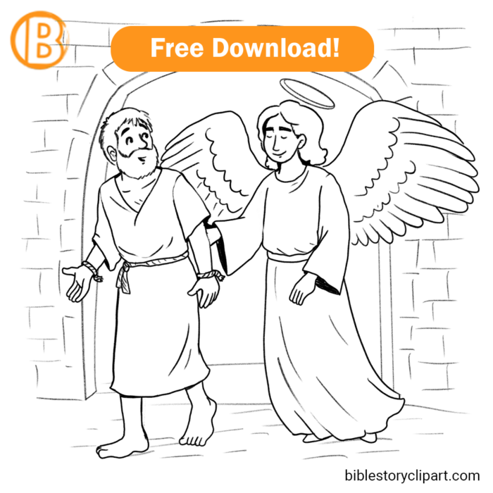 The Liberation of Peter Coloring page - Bible Story Clipart