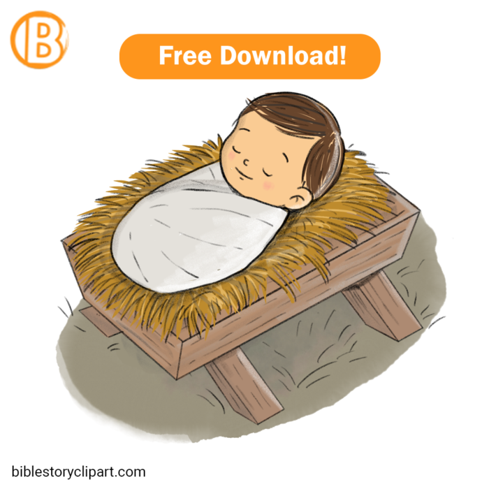 Baby Jesus in a Manger - Bible Story Clipart