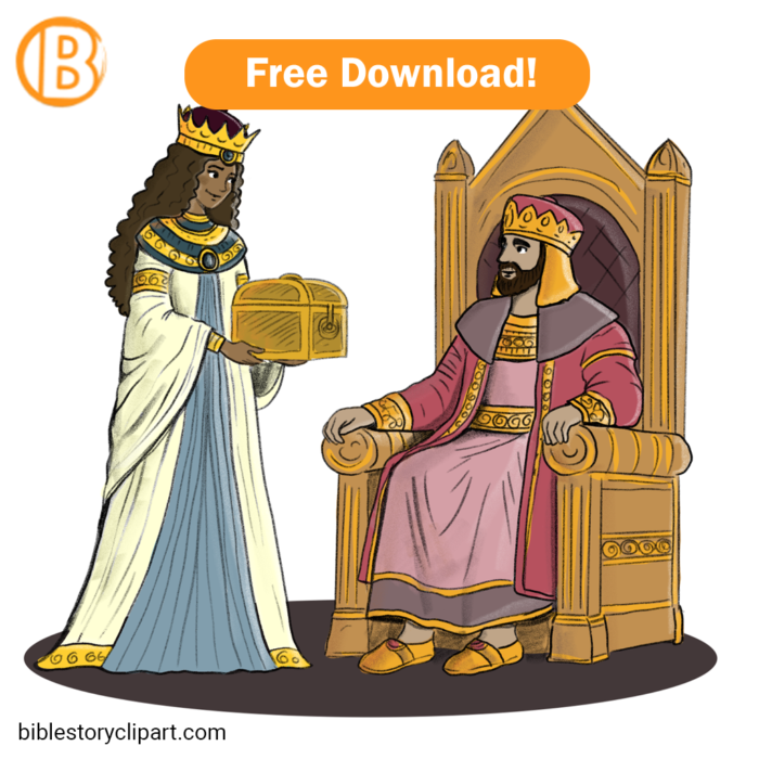 Queen of Sheba meeting King Solomon - Bible Story Clipart