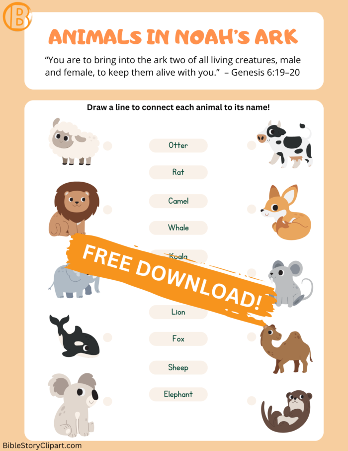Animals in Noah’s Ark Matching - Bible Story Clipart