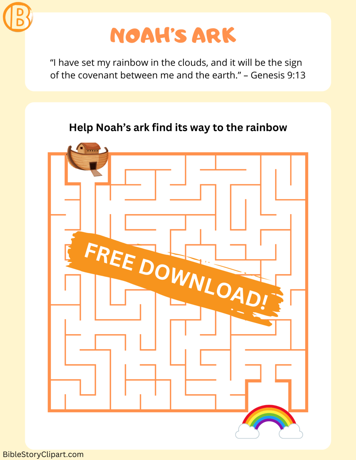 Noah's Ark Maze - Bible Story Clipart