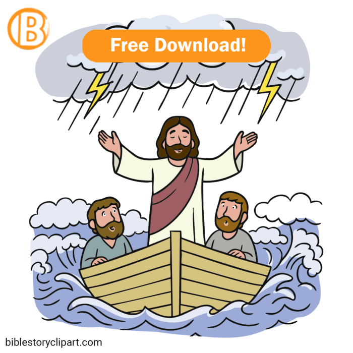 Jesus calming the storm - Bible Story Clipart