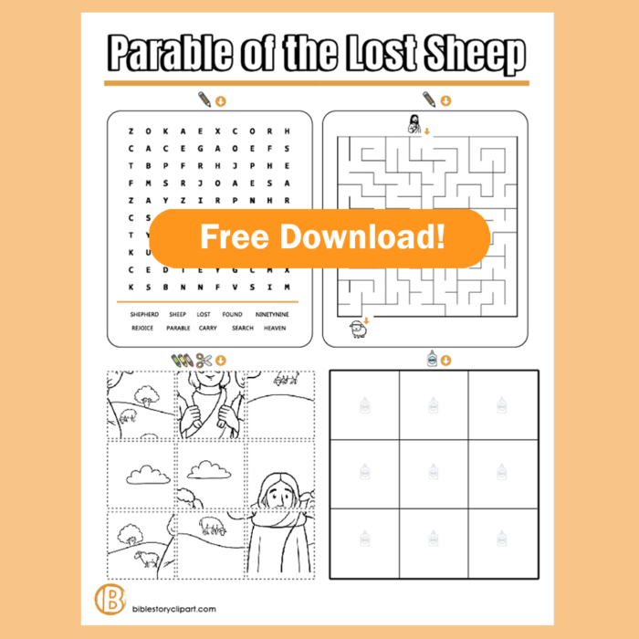 Parable of The Lost Sheep - Bible Story Clipart
