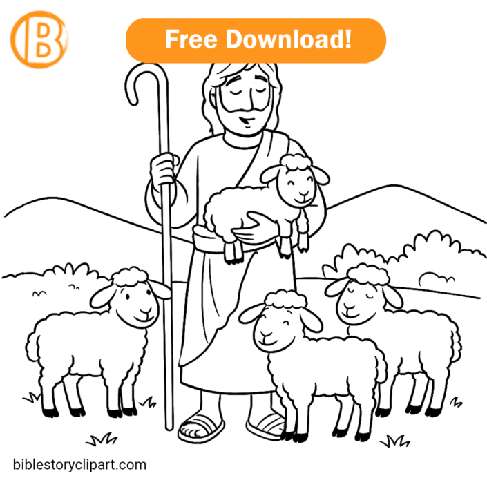 The Lord is My Shepherd Coloring Page - Bible Story Clipart